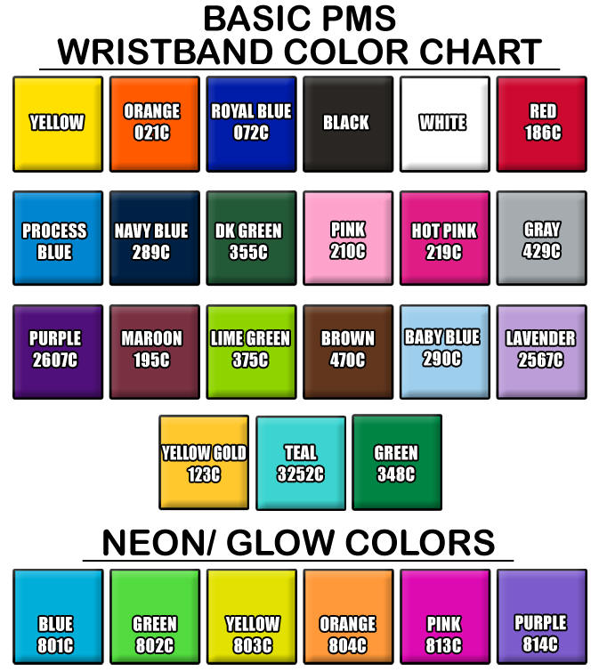 Wristband Color Chart | Wristband Galaxy